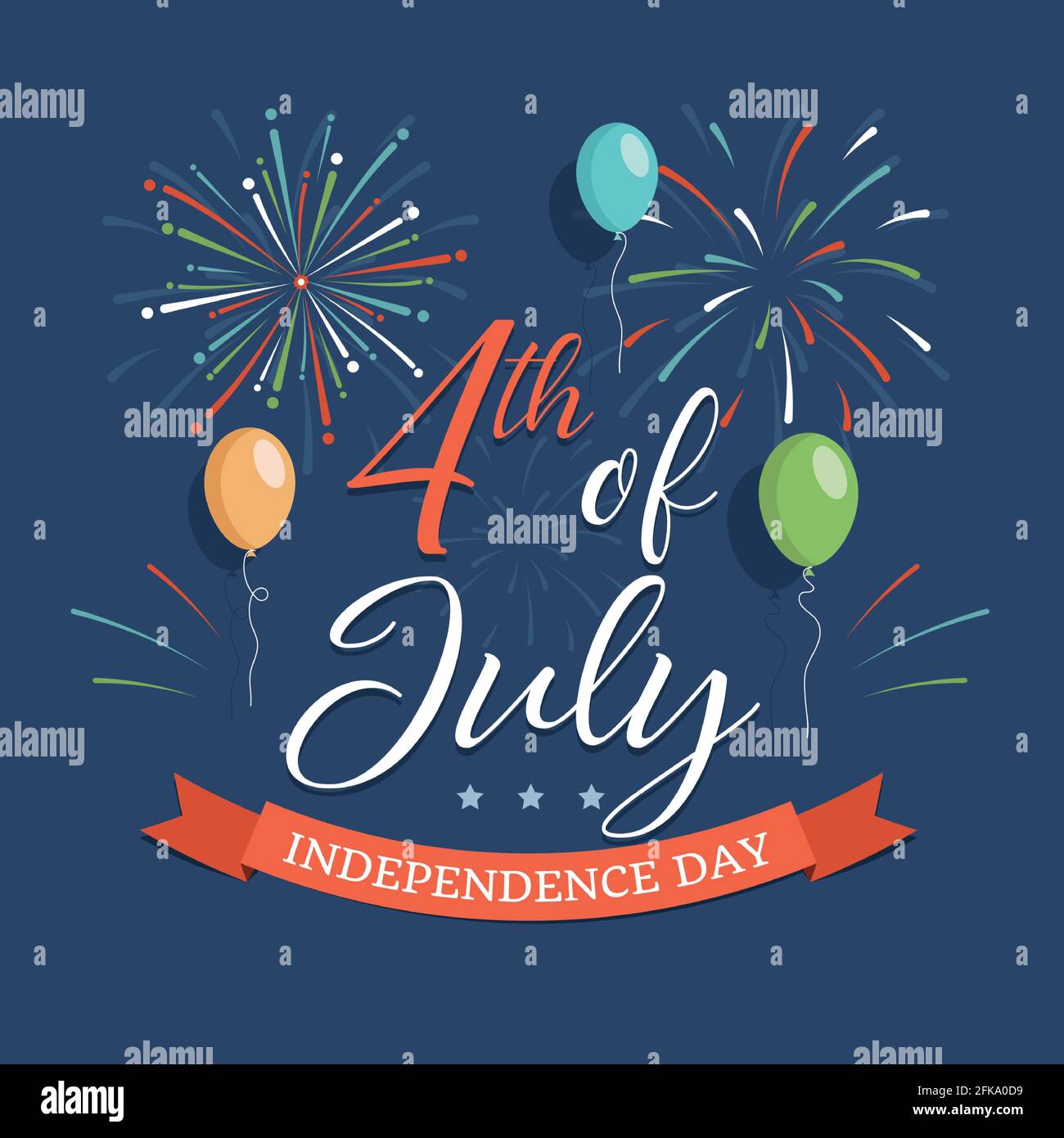 Happy 4th Of July Fireworks Banner 4th Of July Banner Vector Art,
