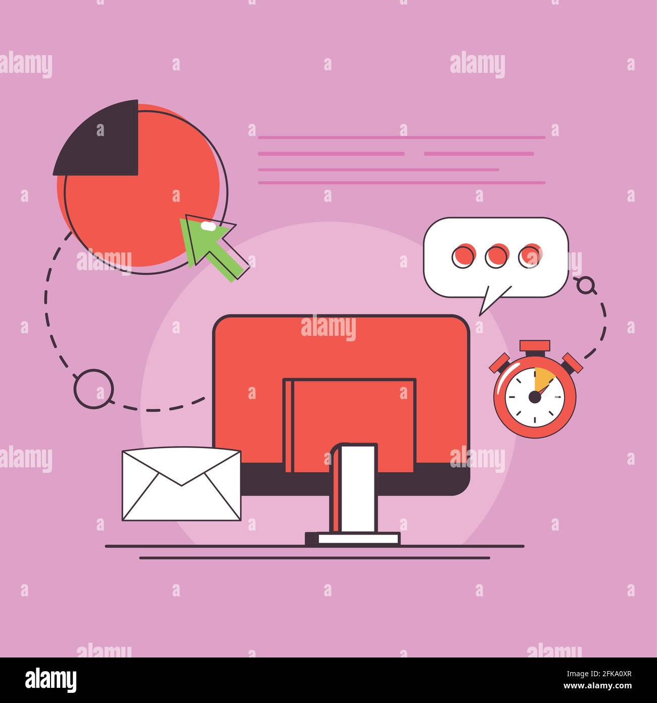 business management computer and infographic Stock Vector Image & Art ...