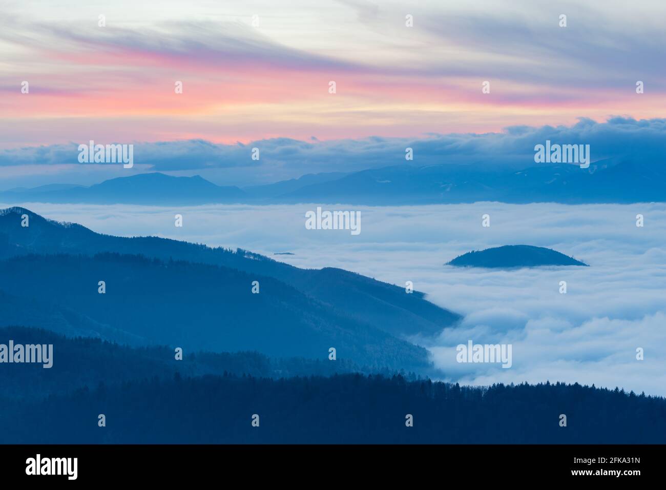 View of Mala and Velka Fatra mountain ranges in Turiec region Stock ...