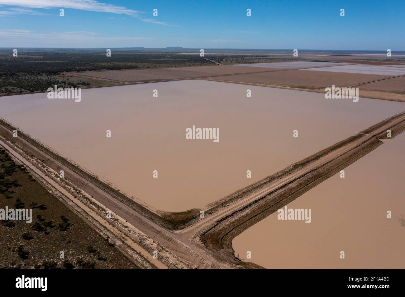 Huge water filled dams in the far outback of New South Wales ready to ...