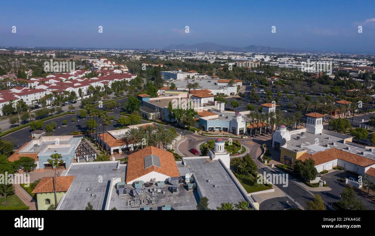 Daytime aerial view of downtown Rancho Cucamonga, California, USA Stock ...