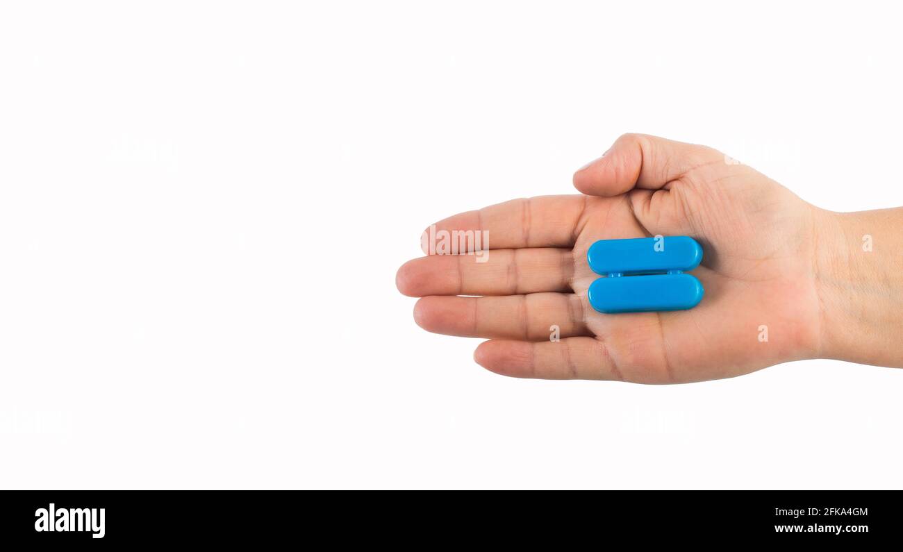 Equal operator symbol holds hand - Text space Stock Photo - Alamy