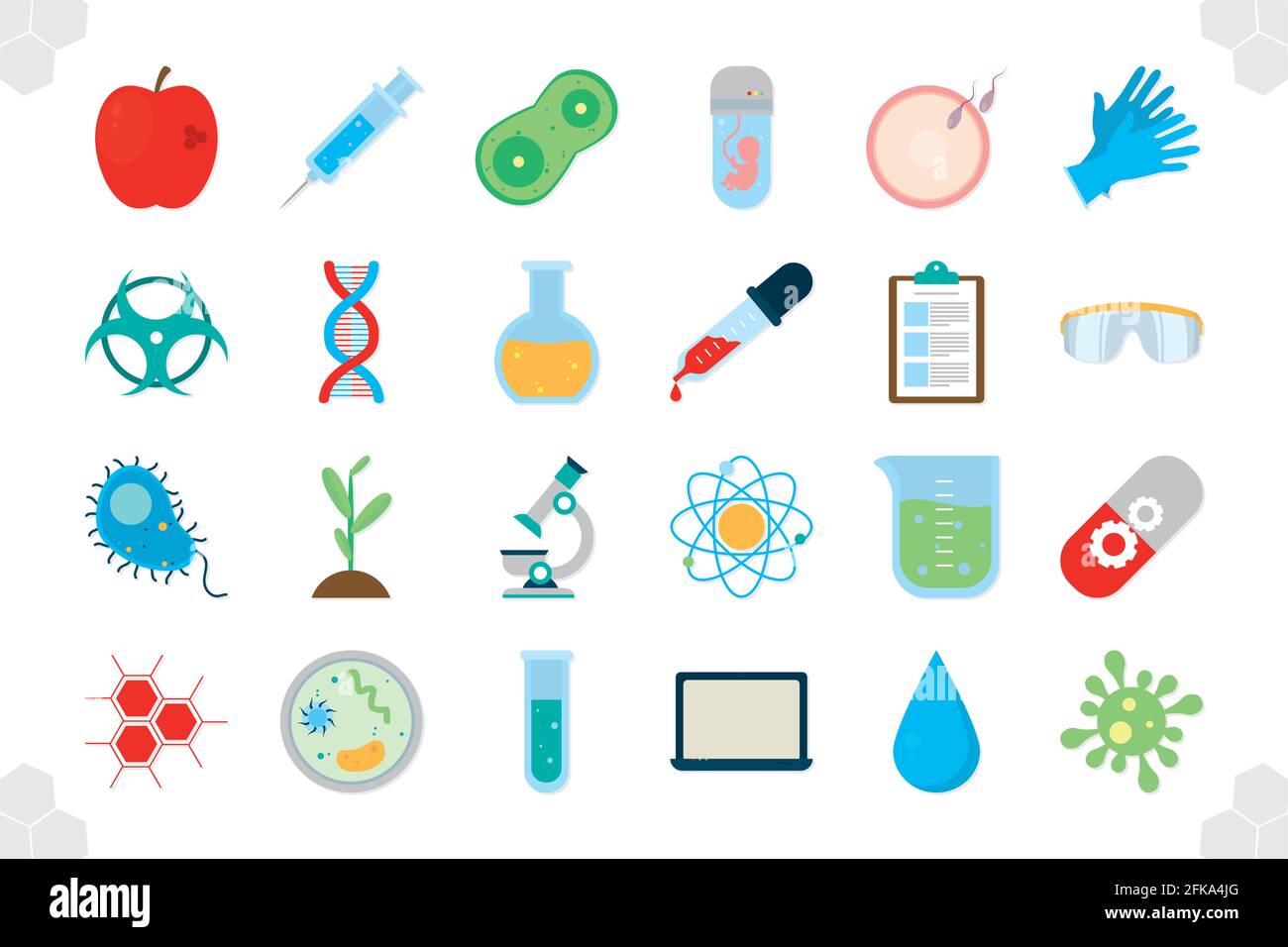 biotechnology icons collection on background Stock Vector Image & Art ...