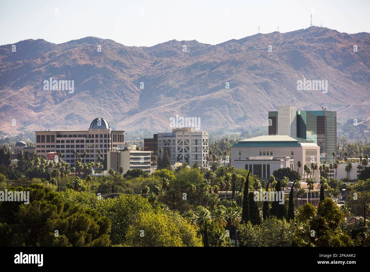 Day time view of the downtown skyline of Riverside, California, USA ...
