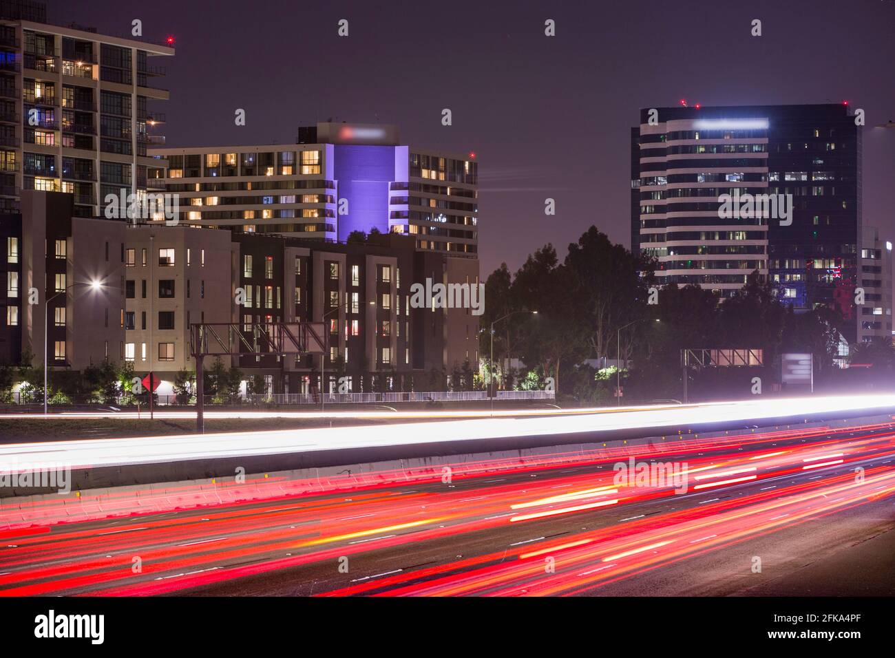 Nighttime view of the downtown skyline of Irvine, California, USA Stock ...