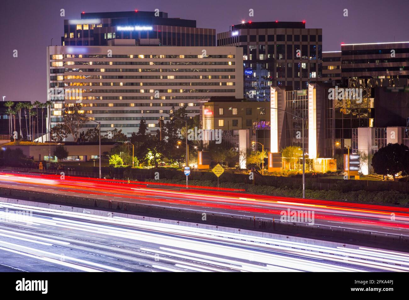 Nighttime view of the downtown skyline of Irvine, California, USA Stock ...