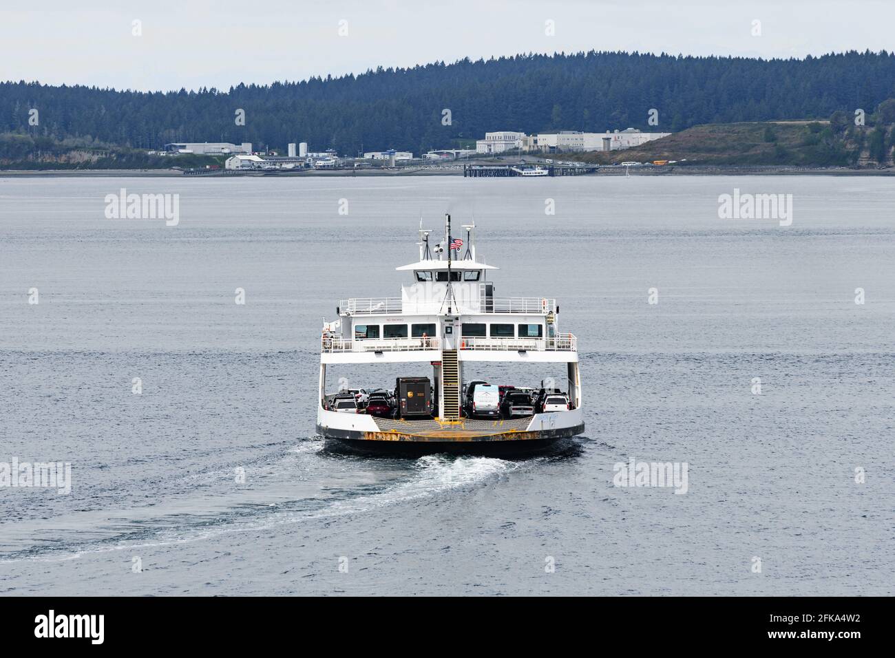 Steilacoom, WA, USA - April 27, 2021; Pierce County car ferry Christine ...