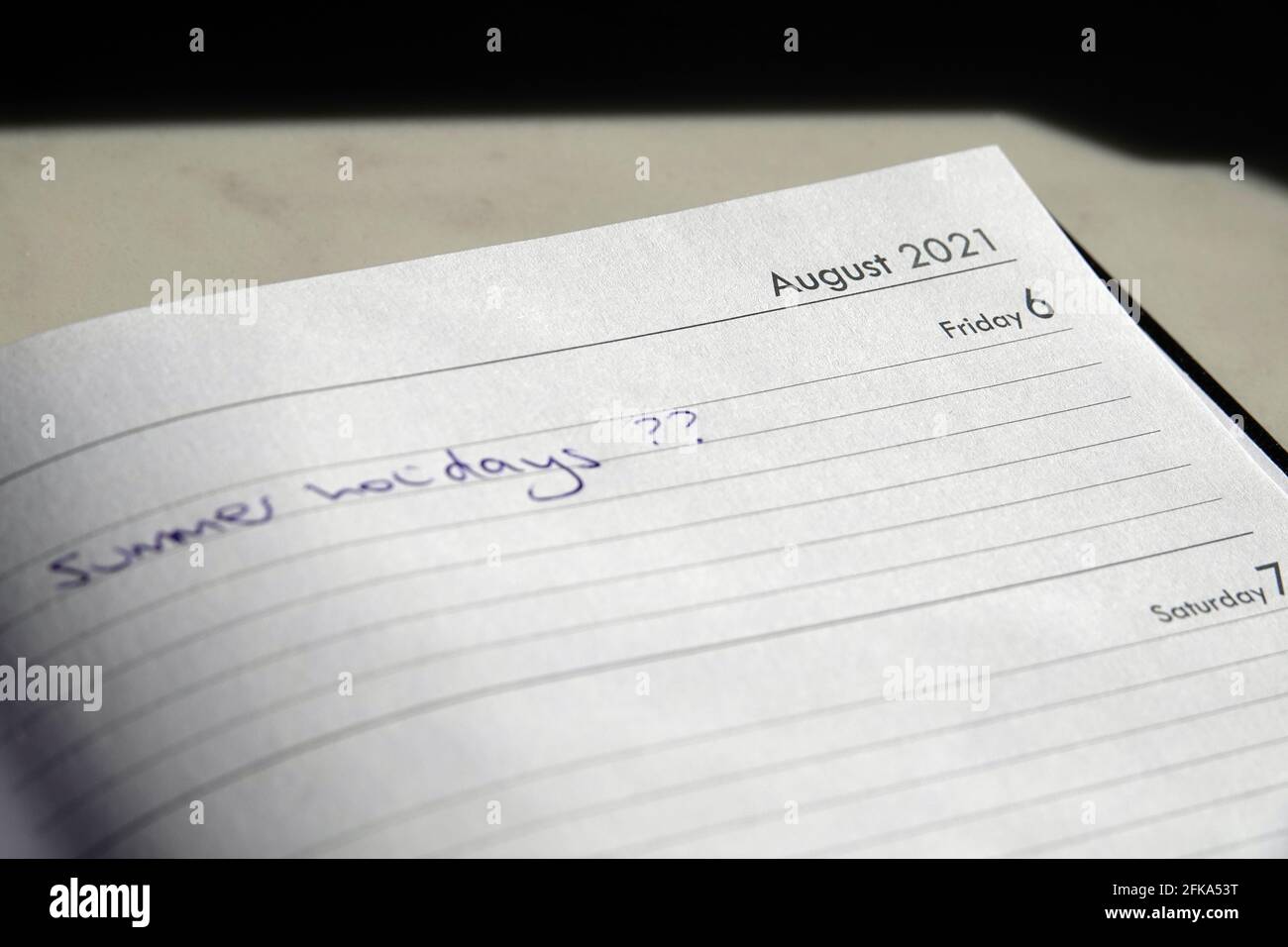 Diary with some writing in it and plans for the future Stock Photo - Alamy