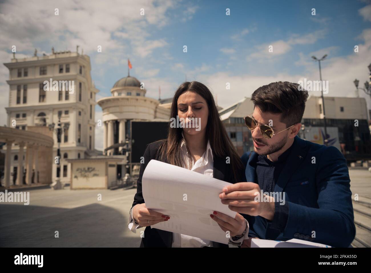 Business partners are thinking about their big business plan Stock ...