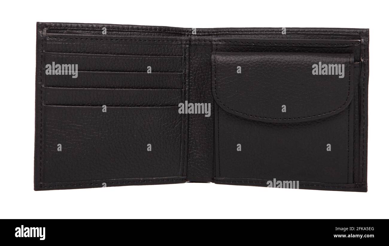 Closeup shot of an opened wallet isolated on a white background Stock ...