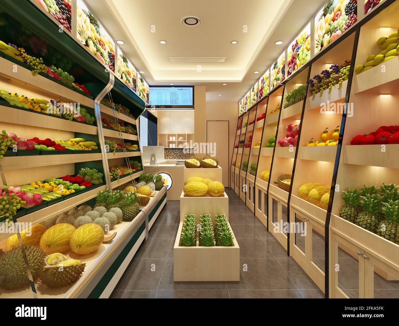 3d render of supermarket grocery store Stock Photo - Alamy