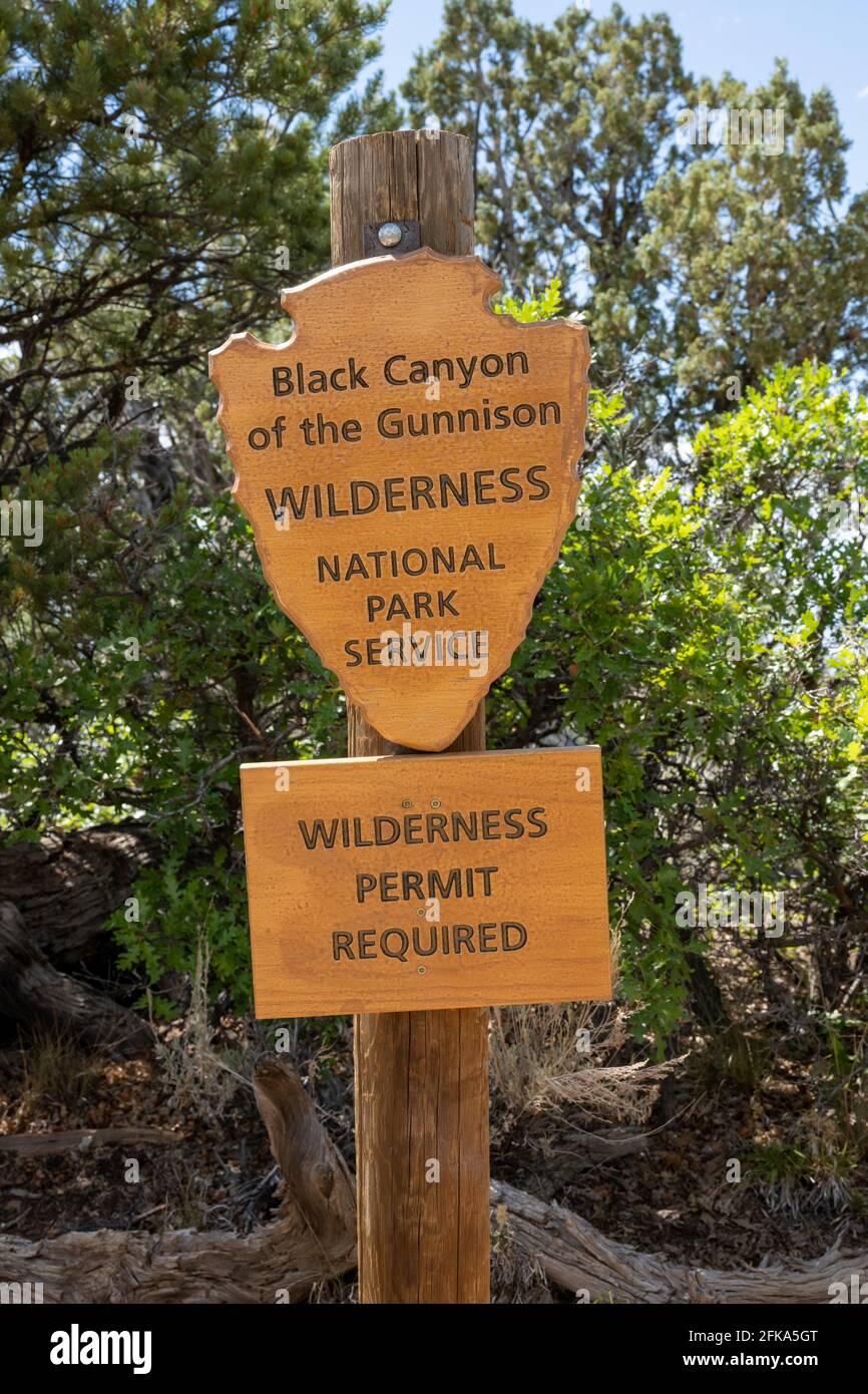 Black Canyon Wilderness Permit Sign marks the boundary of the ...