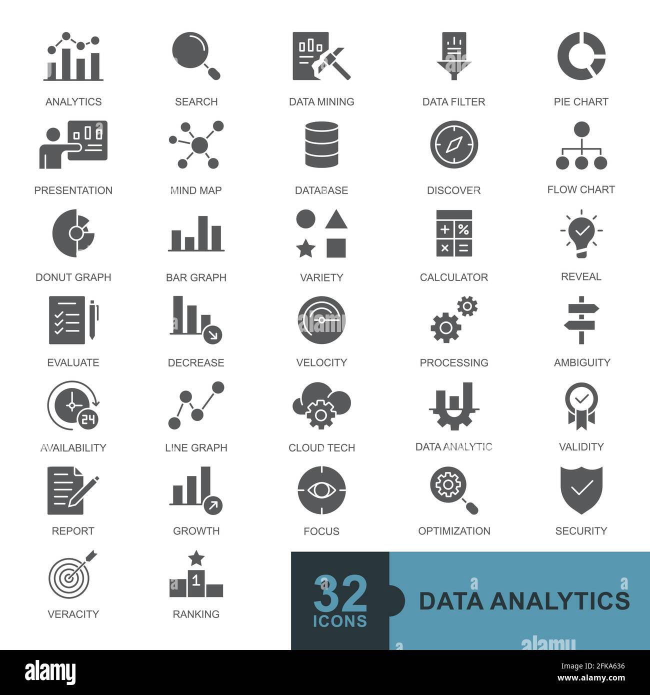 Data Analysis Statistics Analytics Minimal Thin Line Glyph Filled Color Solid Web Icon Set