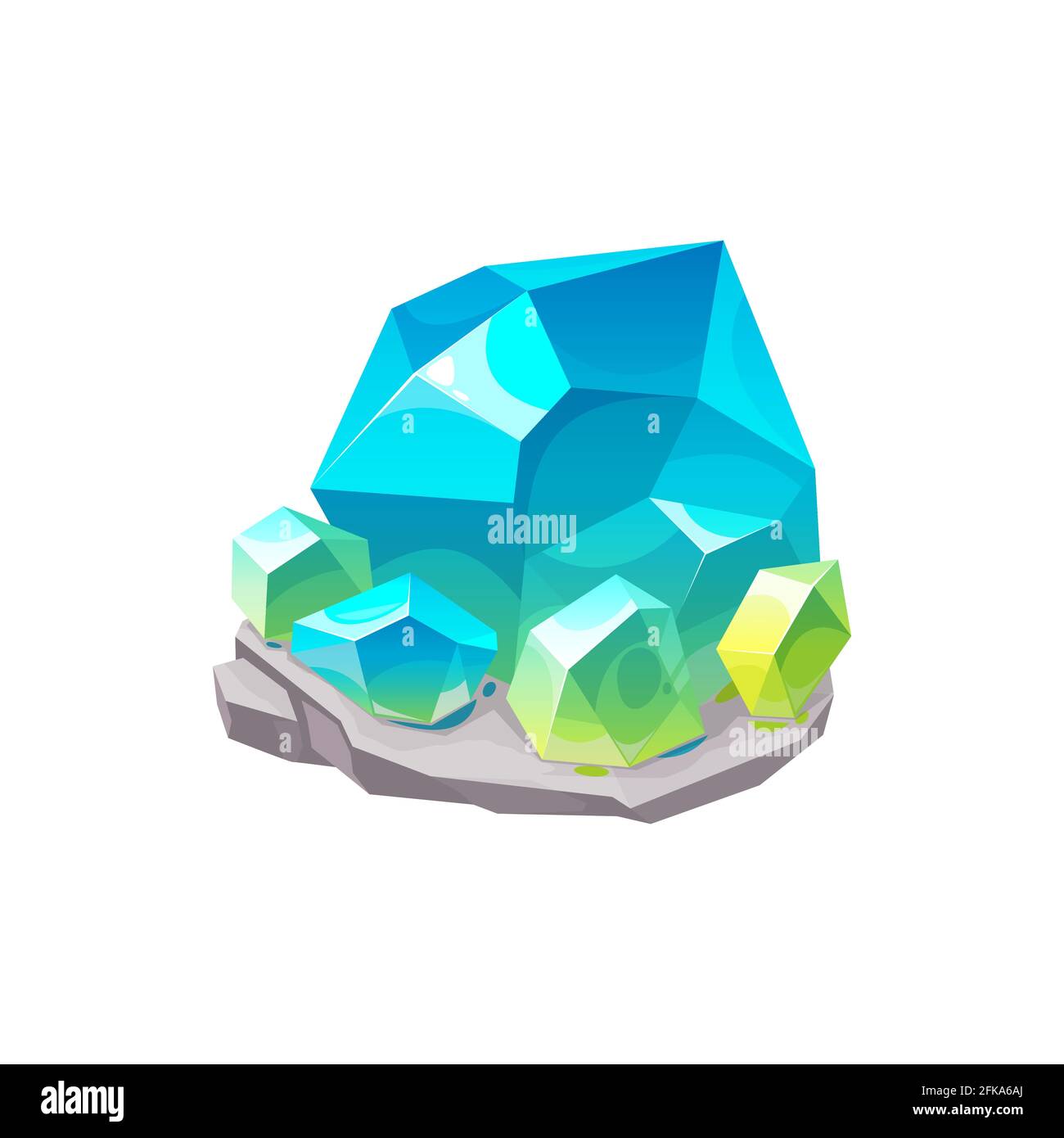 Crystal gem or gemstone quartz, jewel blue diamond, vector precious ...