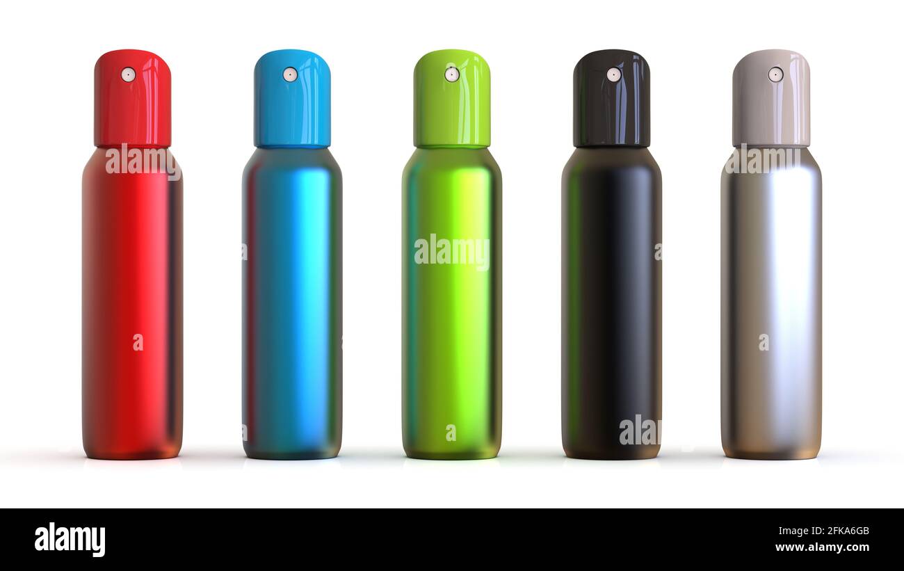 Colored blank aluminum spray cans isolated on white background ...