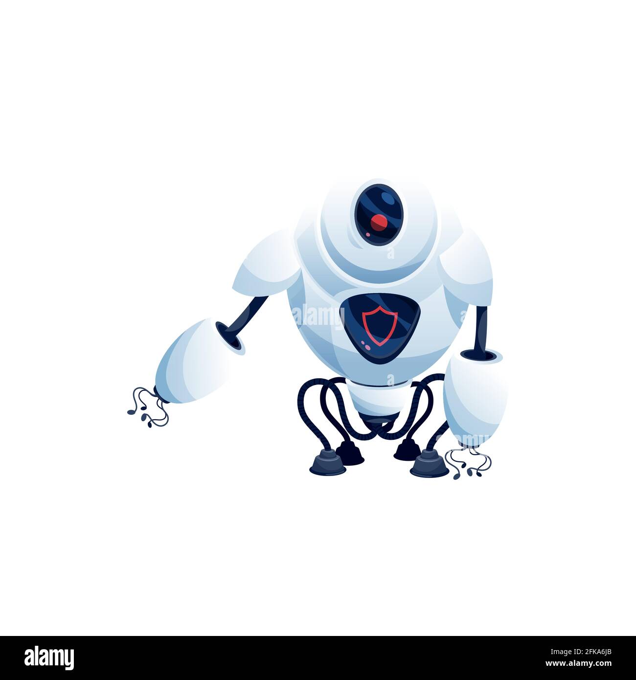 Ai robot with suctions on arms and legs isolated sci-fi white android ...