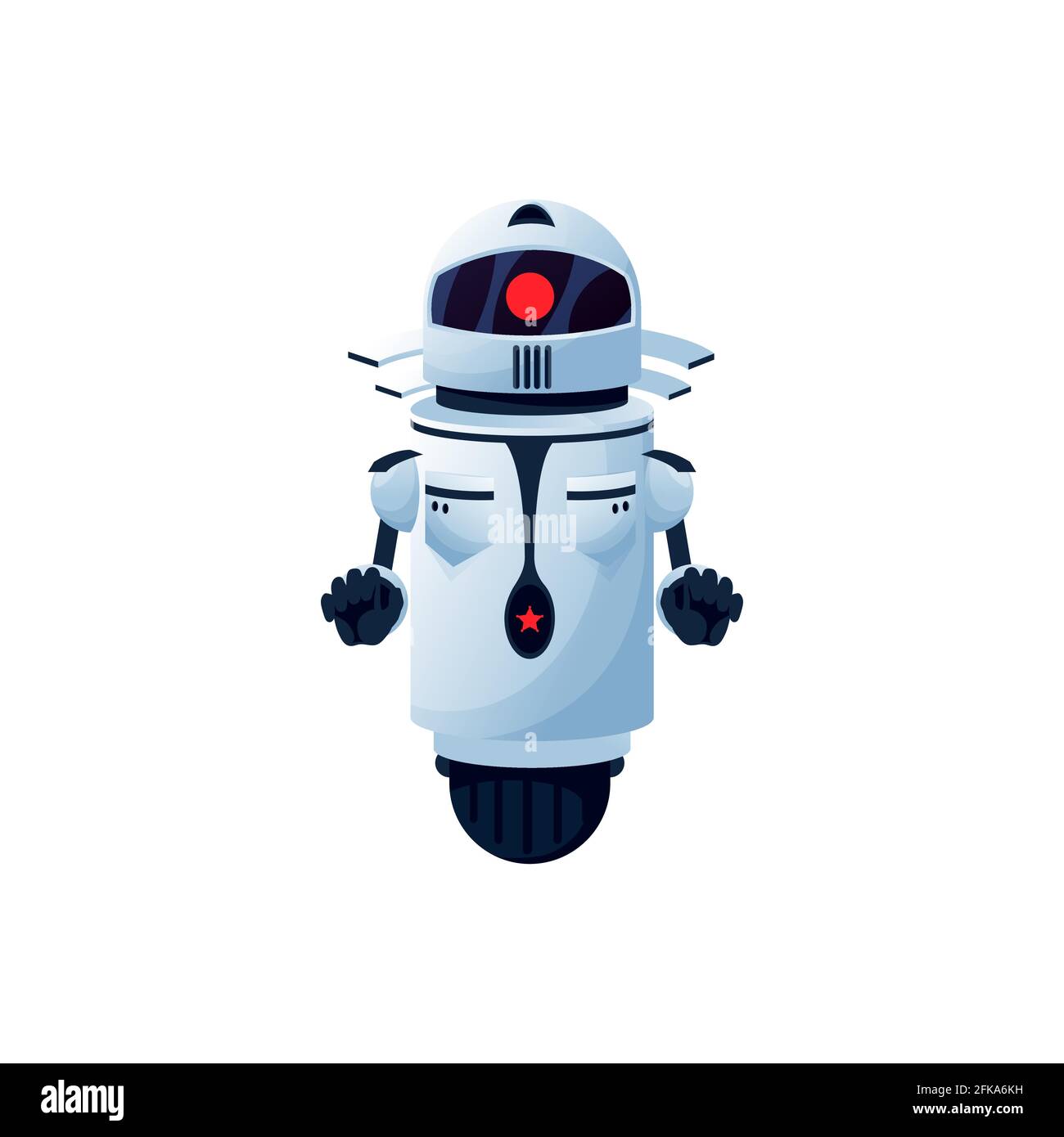 Humanoid robot isolated futuristic cyborg on one wheel. Vector digital ...
