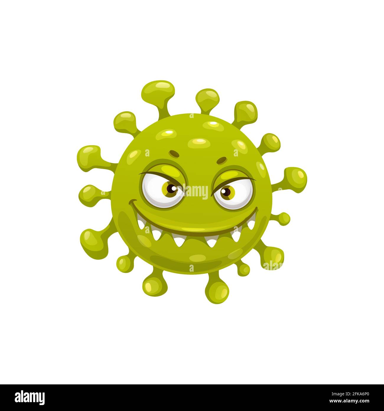 Cartoon coronavirus cell vector icon, funny covid19 virus or bacteria ...