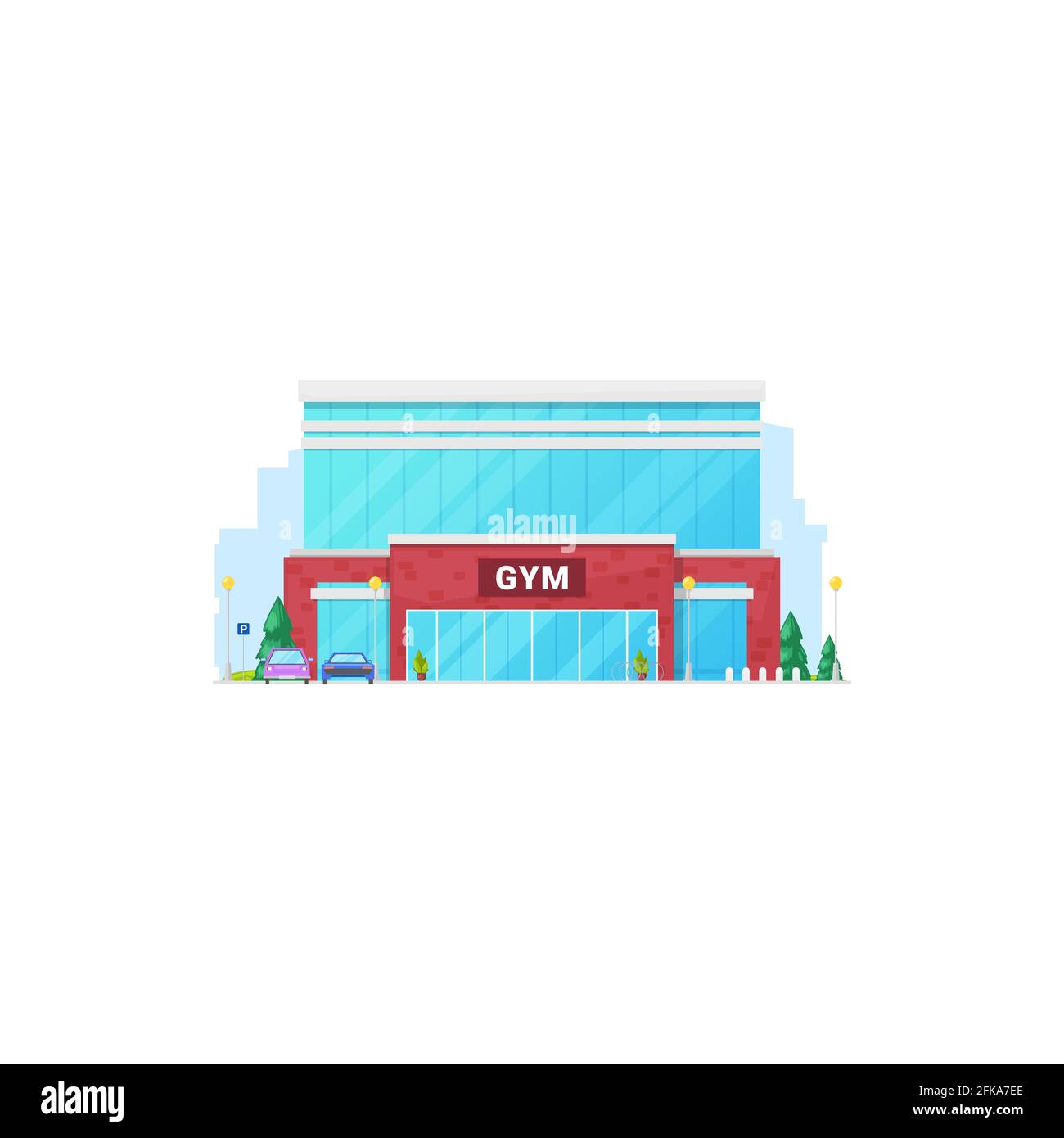 Gym sport club isolated city architecture building front view facade ...