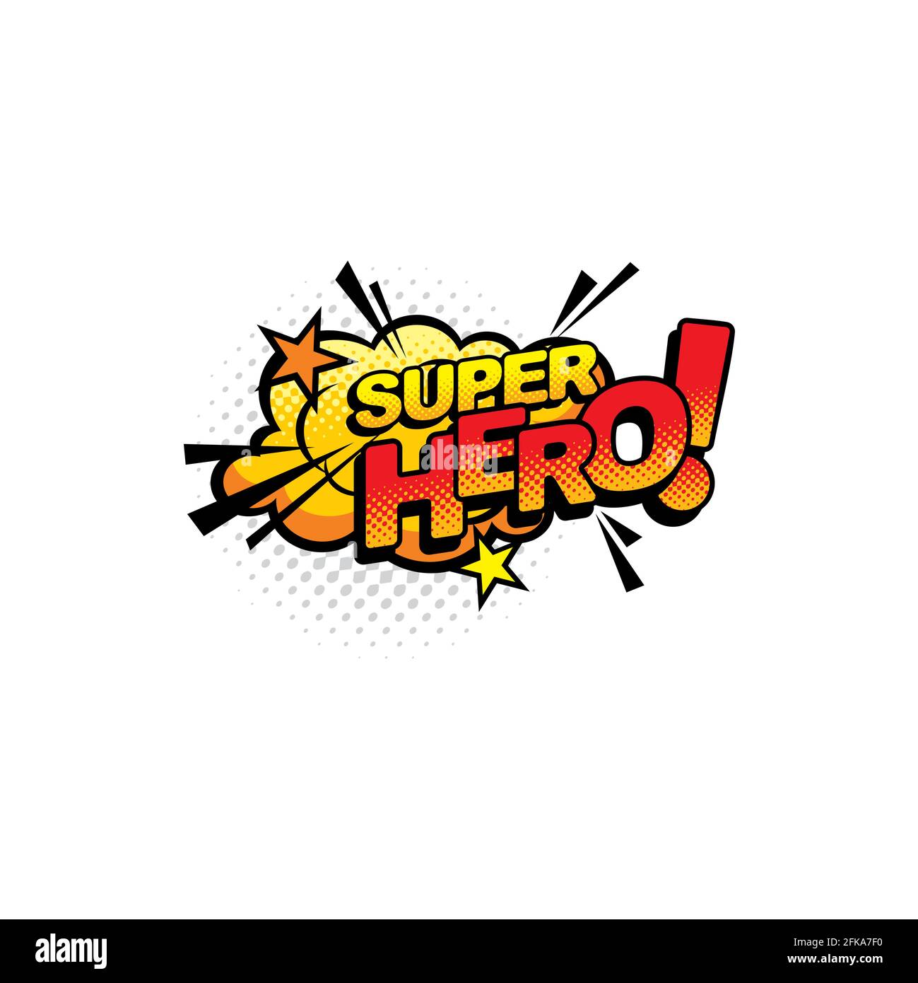 Super hero pop art comics half tone bubble vector icon. Cartoon retro ...