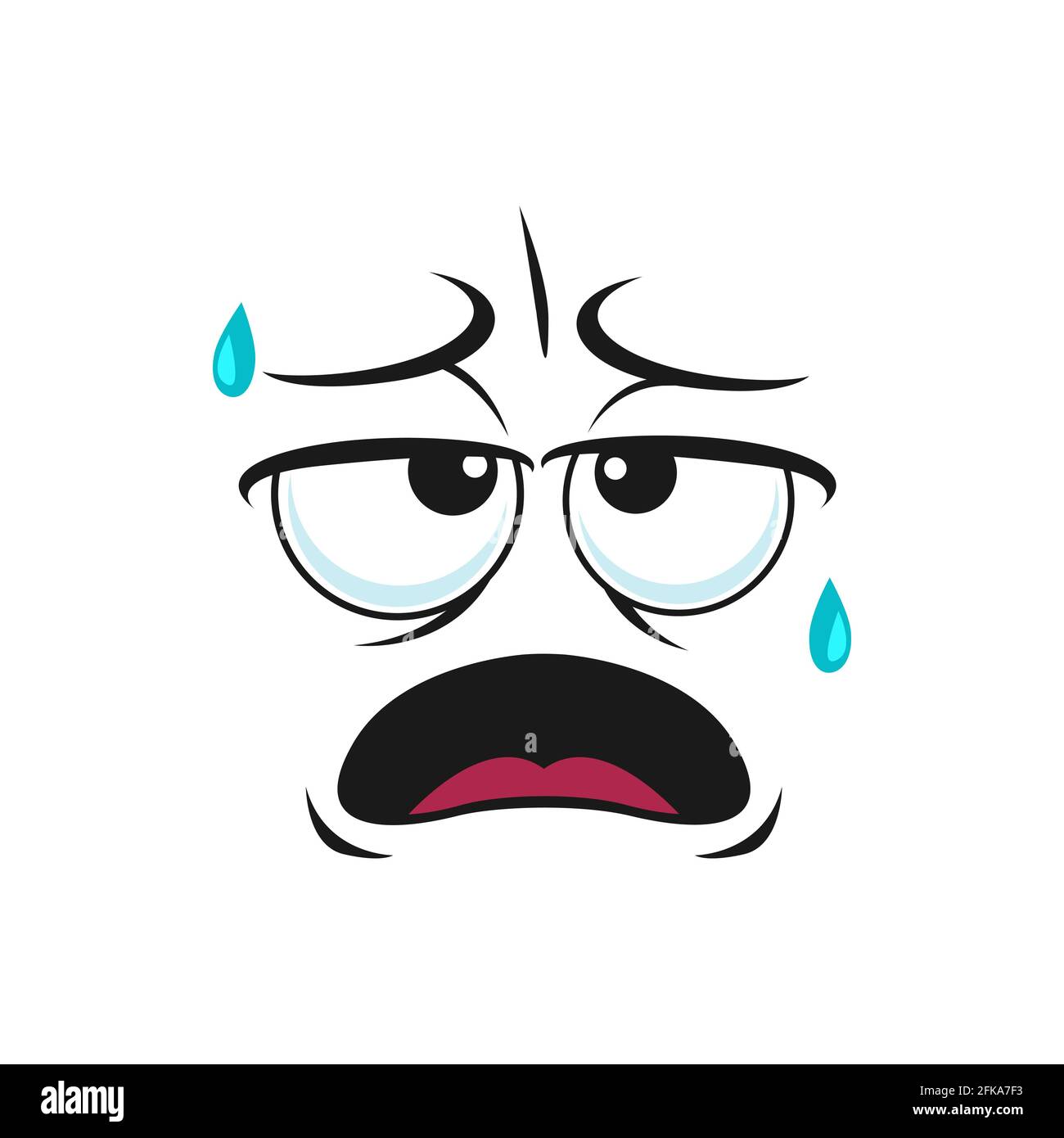 Tired emoticon, no energy avatar with tongue in mouth isolated ...