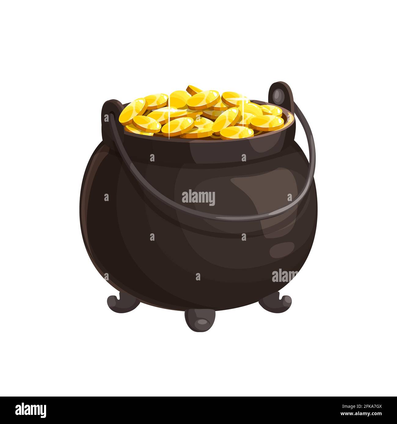 Pot with gold vector icon, leprechaun treasure, Irish st. Patricks Day ...