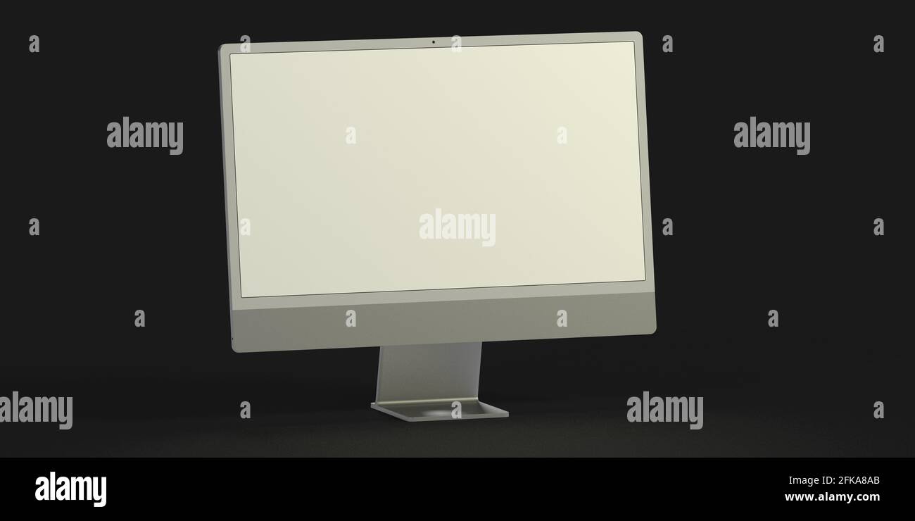 3D rendering of a computer display with blank white screen Stock Photo ...