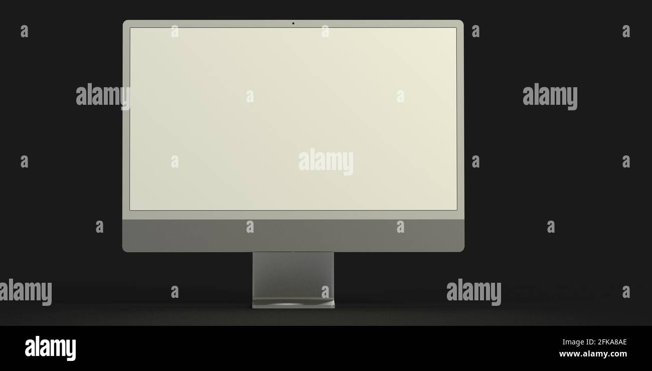 3D rendering of a computer display with blank white screen Stock Photo ...
