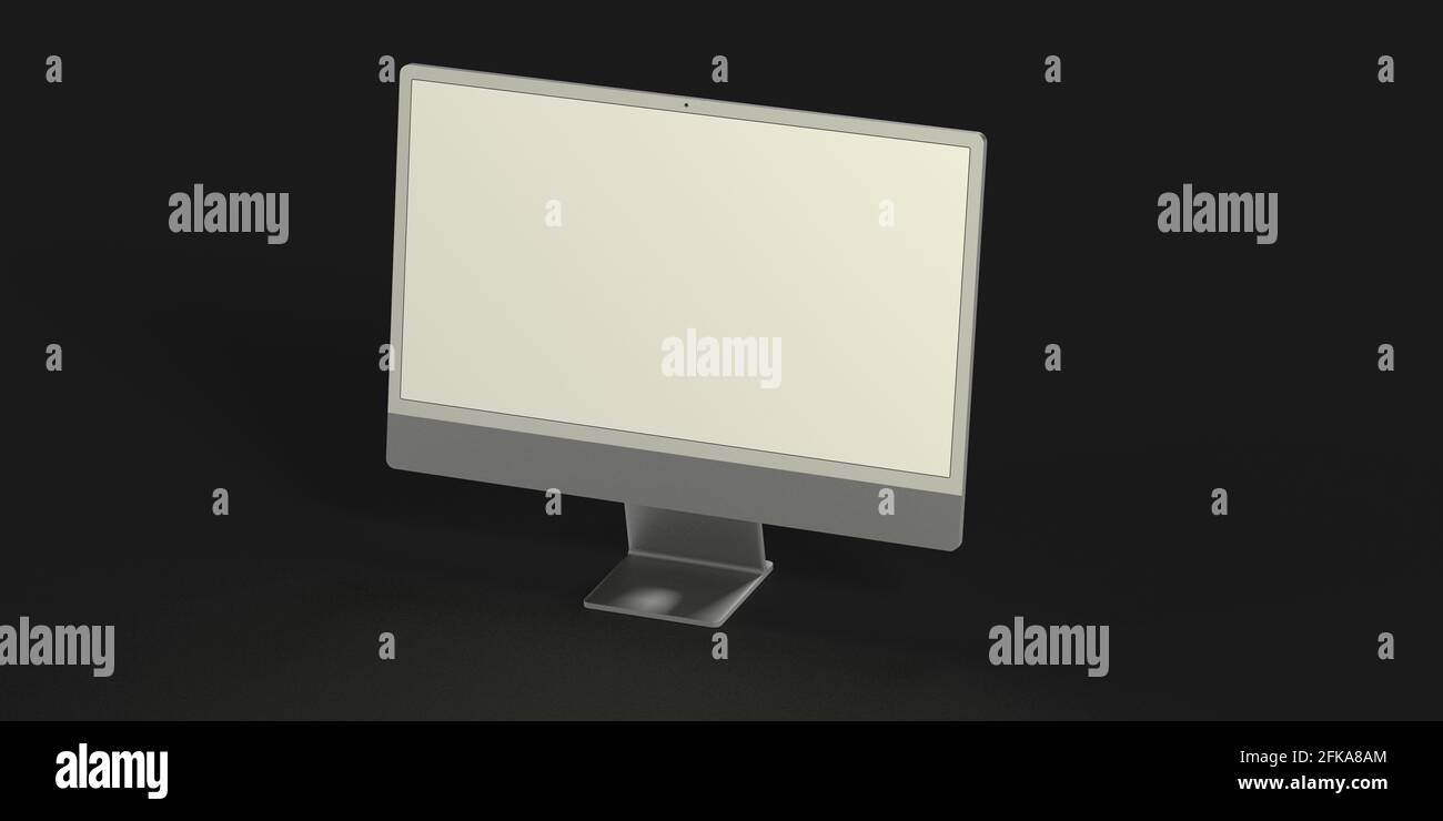 3D rendering of a computer display with blank white screen Stock Photo ...