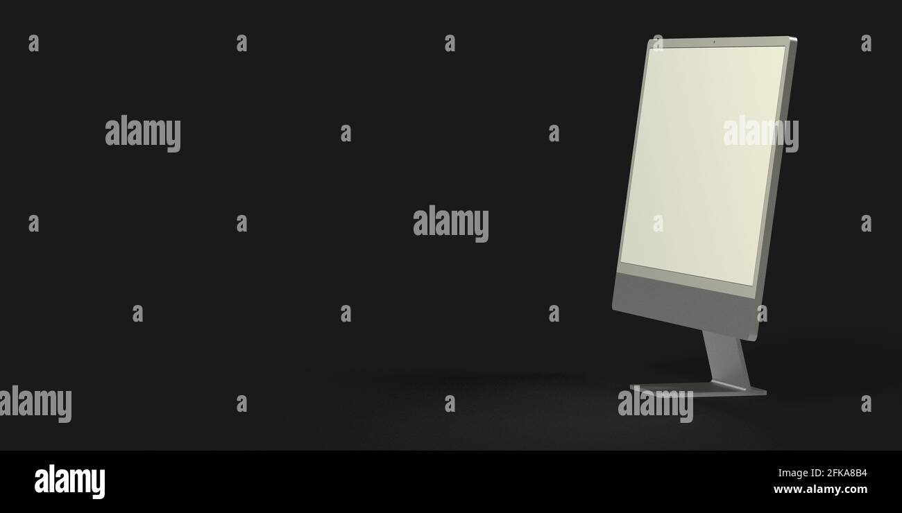 3D rendering of a computer display with blank white screen Stock Photo ...