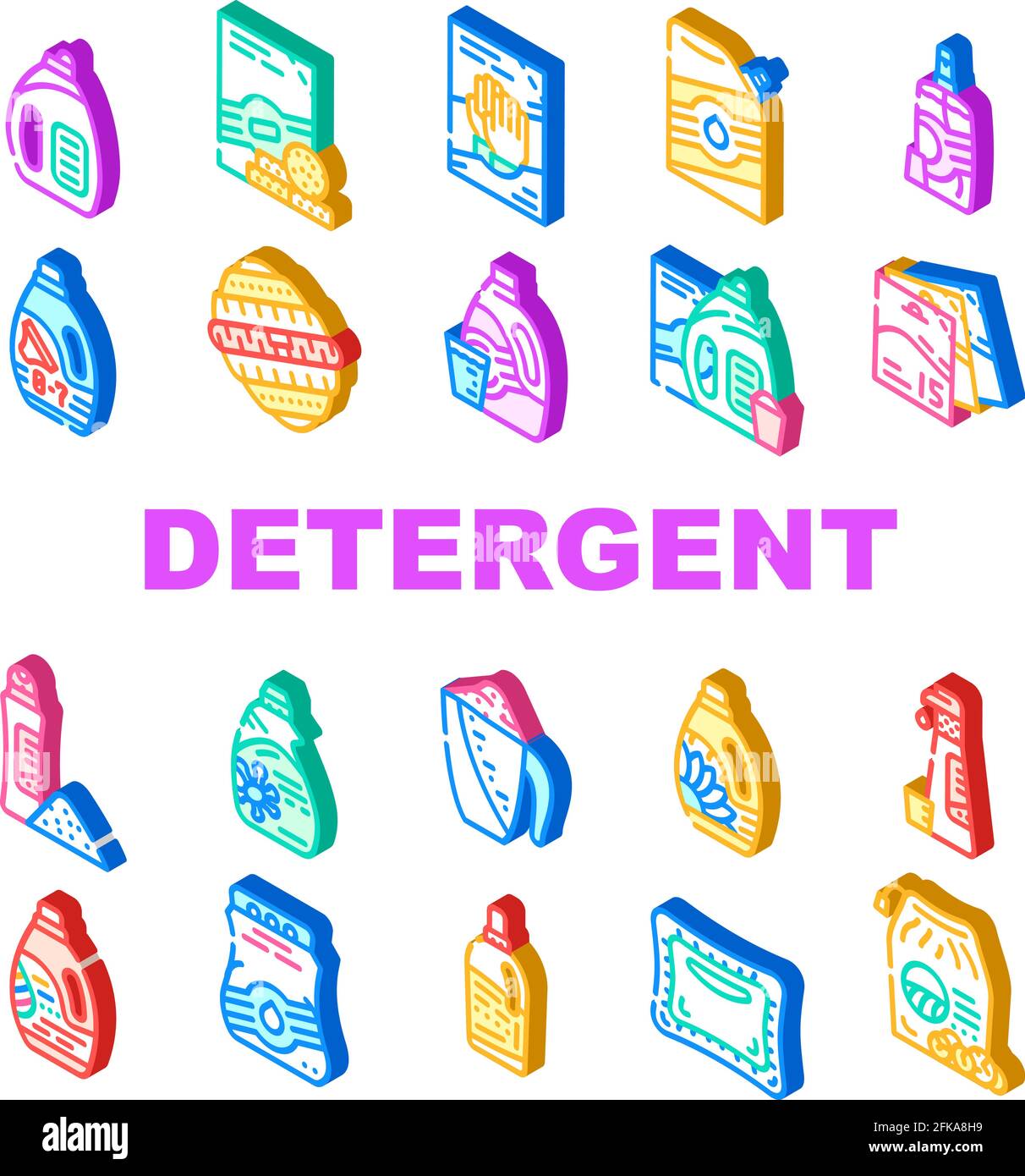 Detergent Washing Collection Icons Set Vector Stock Vector Image & Art ...