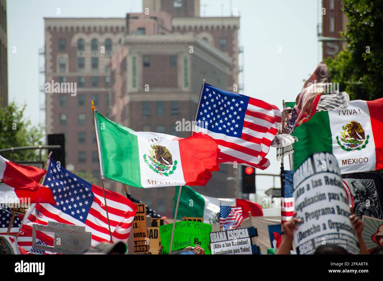 American flags mexican flags in hi-res stock photography and images - Alamy
