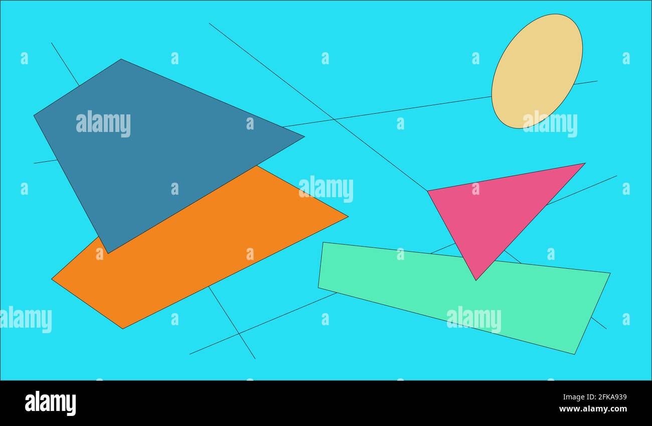 1980s and 90s inspired geometric abstract vector with lines and various ...