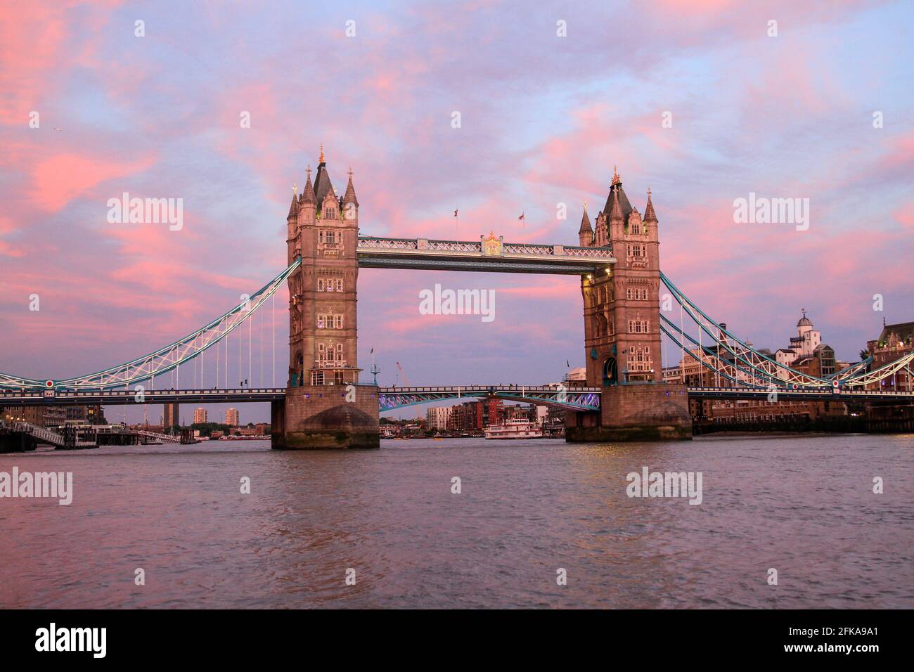 Pink Tower Bridge London Tower Bridge In London Stock Photo, Picture