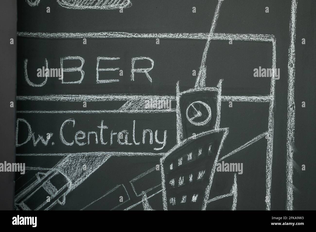 POLAND. WARSAW - June 2016: Office of the UBER company. The sign with ...