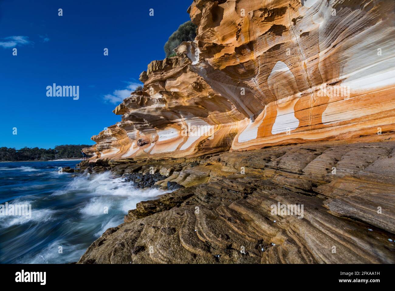 Painted cliffs at Maria Island Stock Photo - Alamy