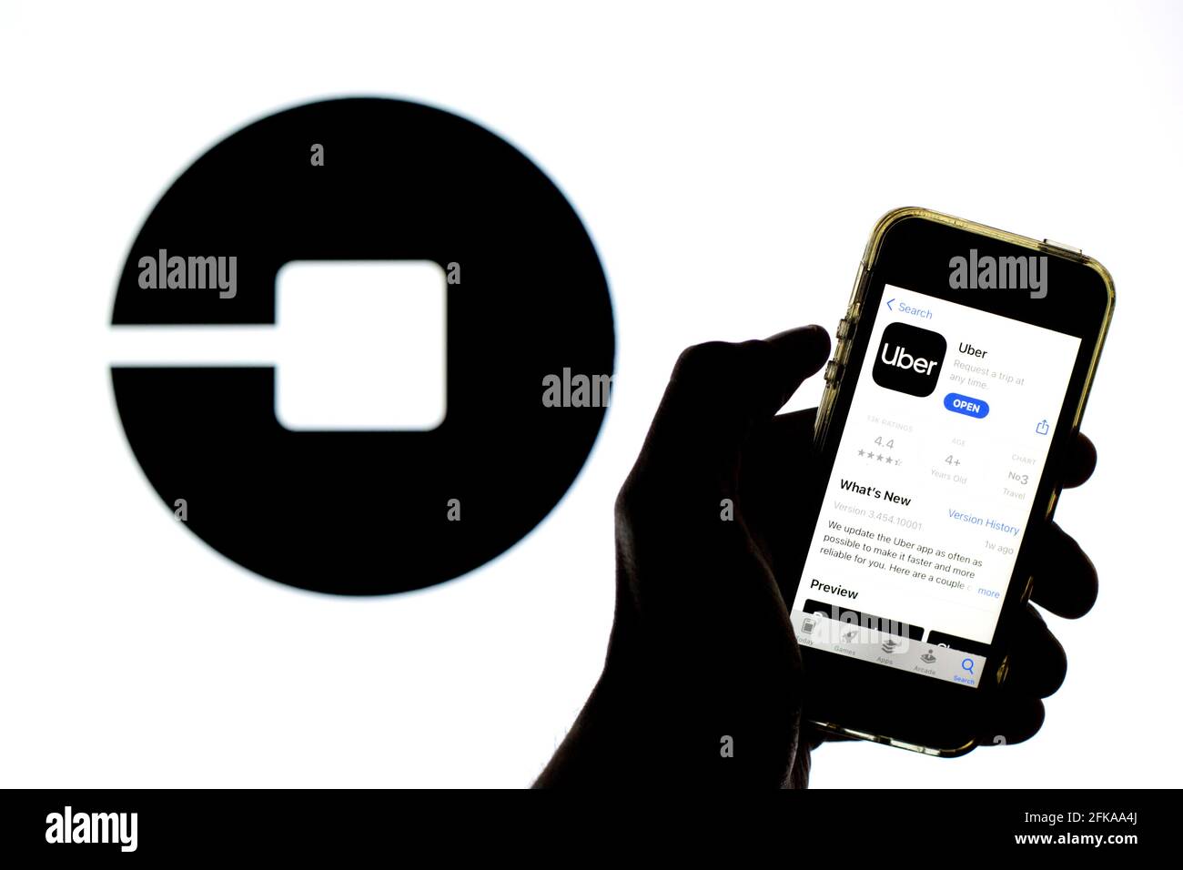In this photo illustration a Uber app in App Store seen displayed on a ...