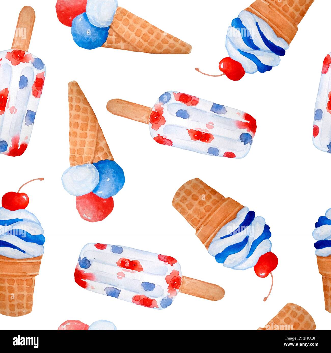 Watercolor seamless hand drawn pattern for patriotic 4th fourth of July ...