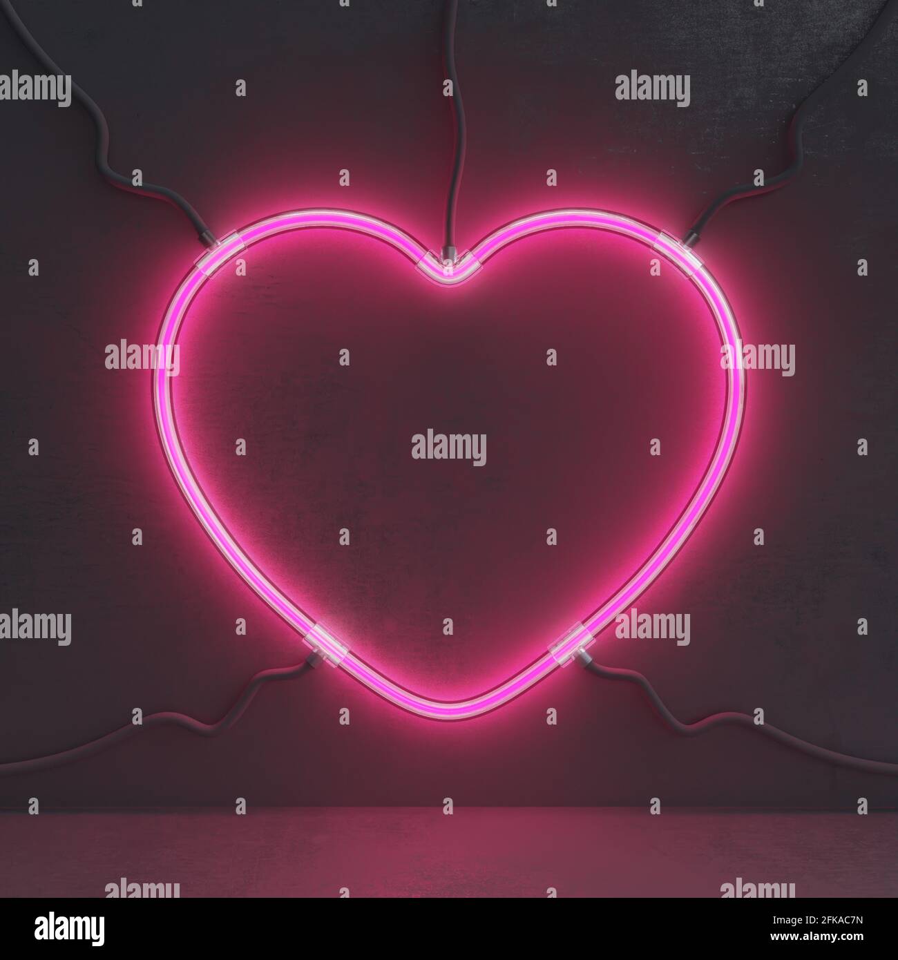 Neon pink heart sign used to show the day of love,3d rendering Stock ...