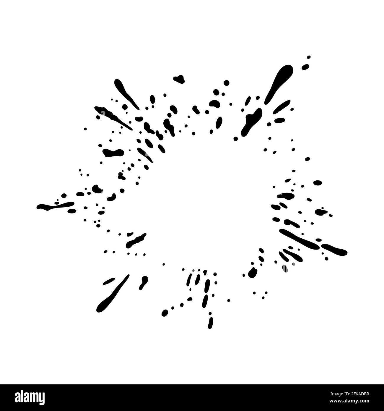 Splashing ink drop frame. Splattering liquid stains isolated in white ...