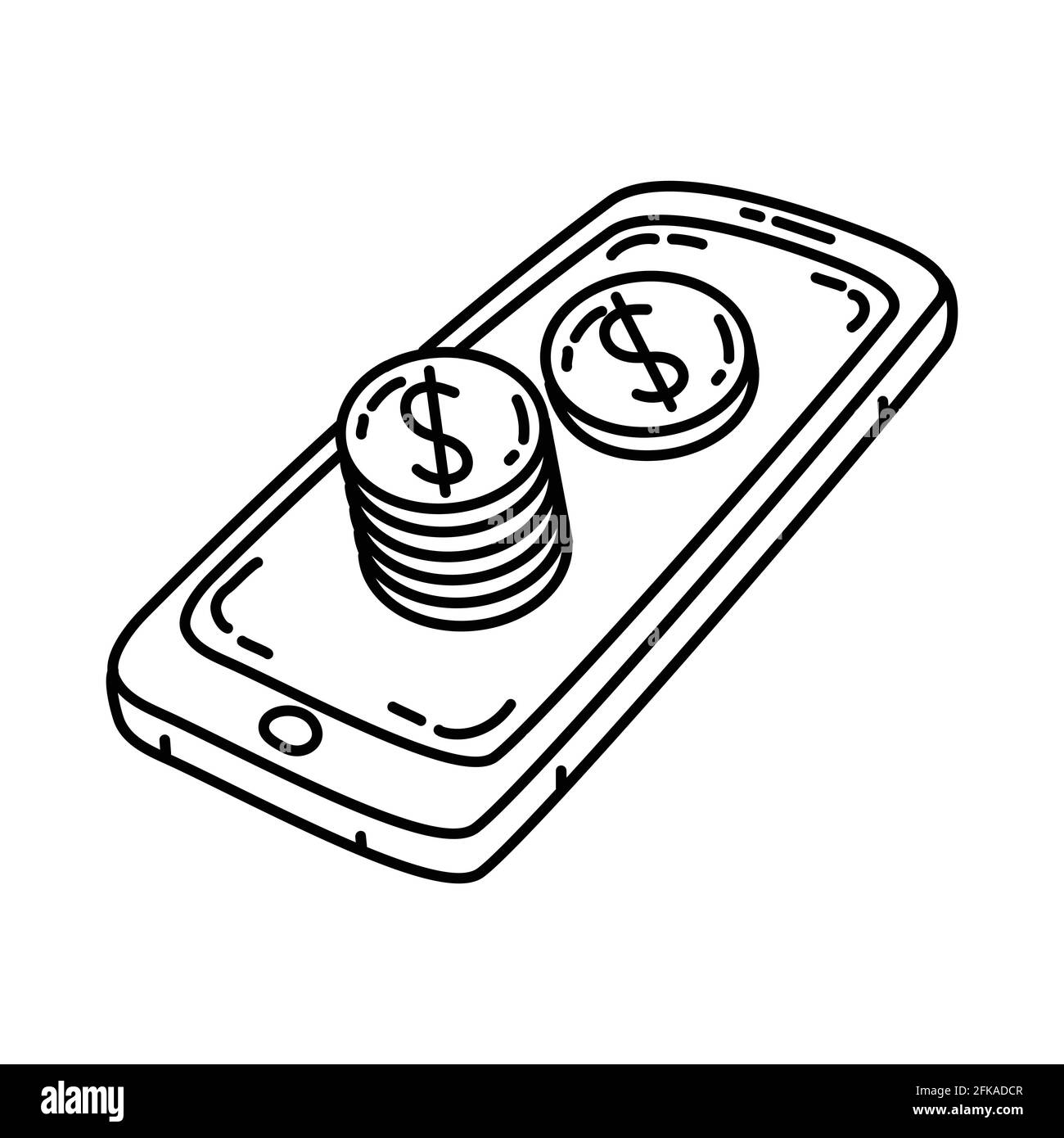Financial Activity in Mobile Banking Hand Drawn Icon Set Vector Stock ...