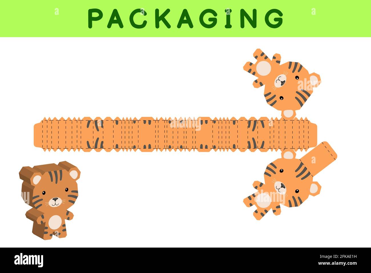 Party favor box die cut tiger design for sweets, candies, small ...