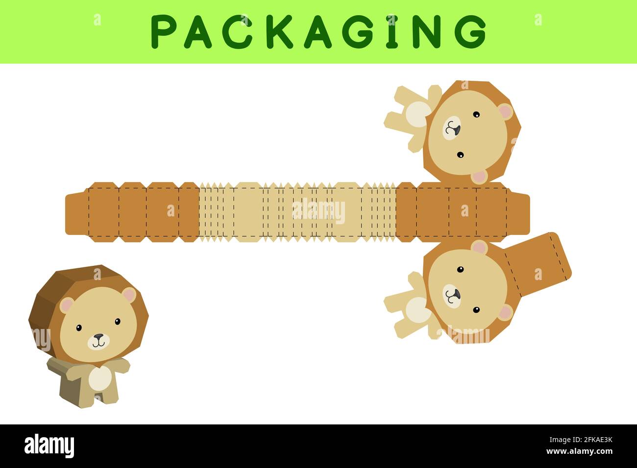 Party favor box die cut lion design for sweets, candies, small presents ...
