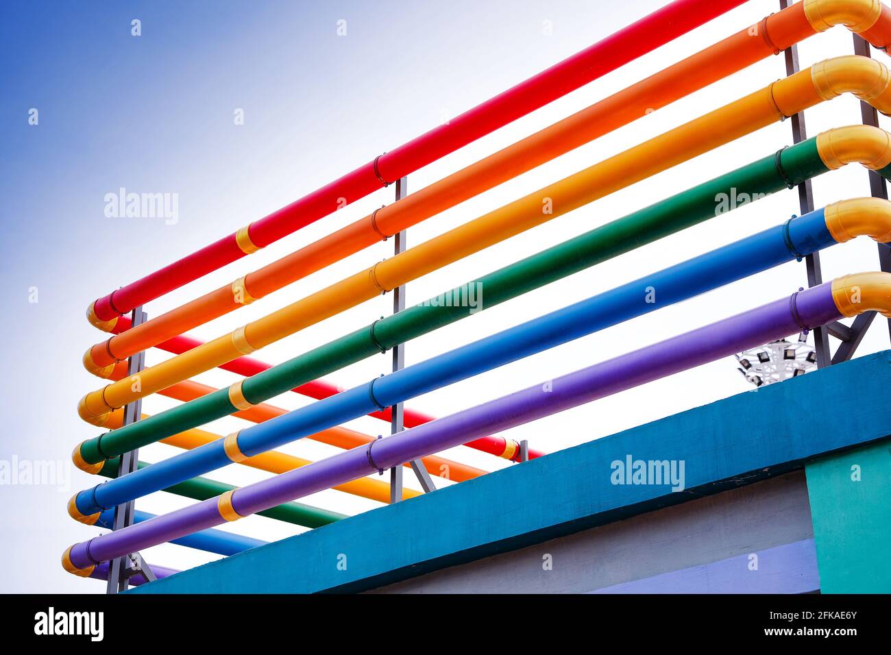 Arranged in a variety of colors of pipe together Stock Photo - Alamy