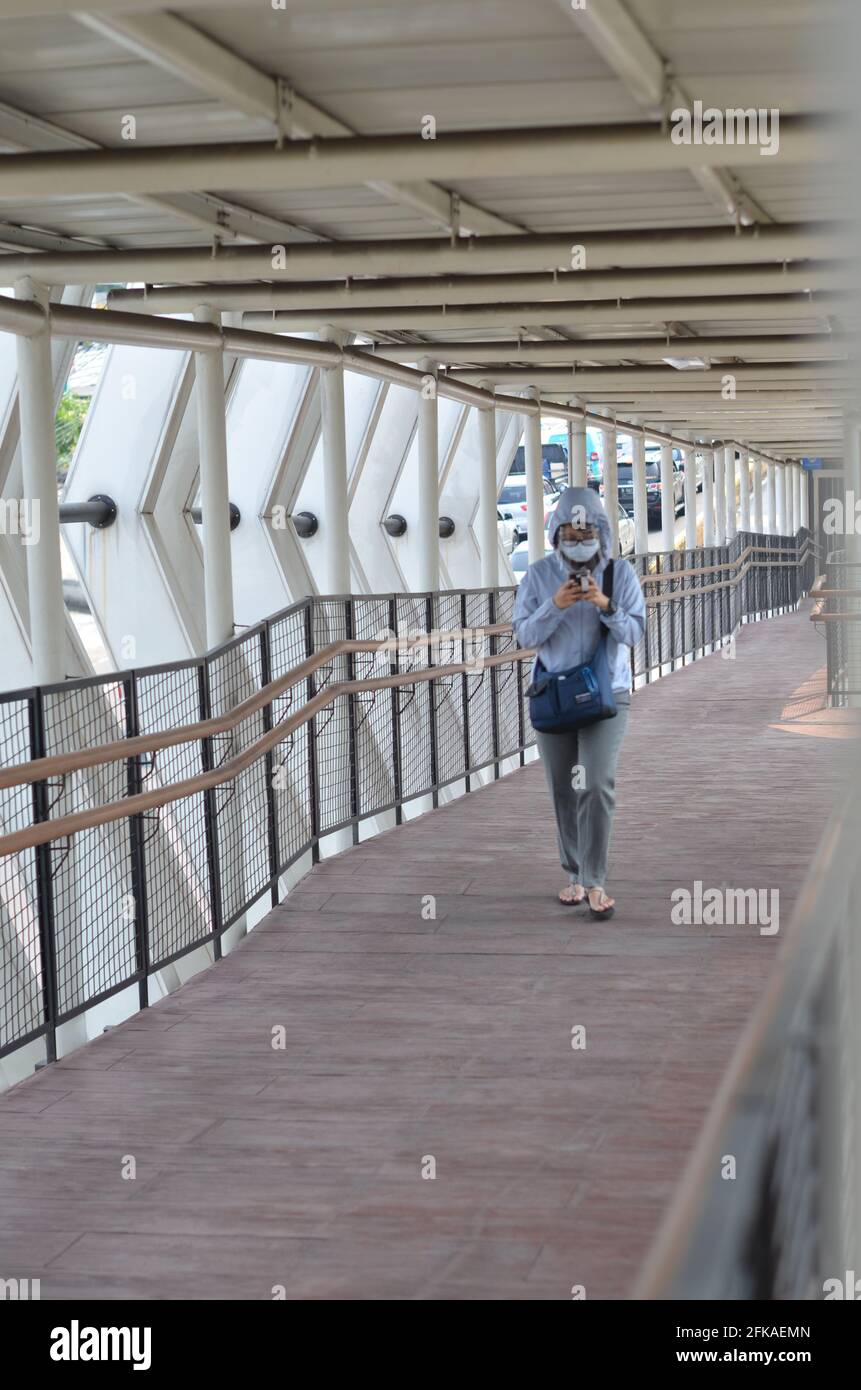 Senayan, Jakarta | Indonesia - April 23, 2021: A pedestrian corridor ...