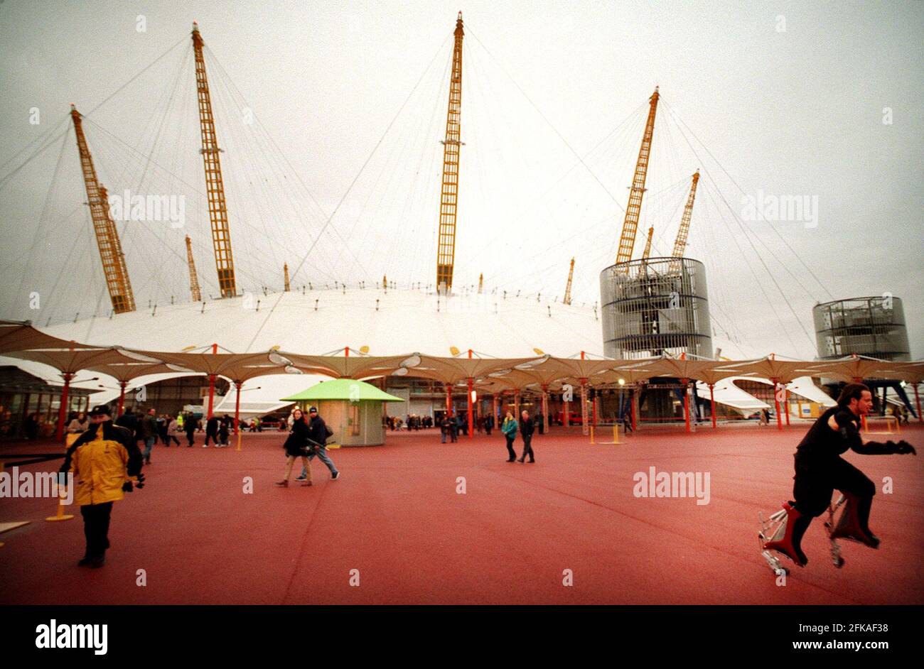 Performers rehearsing at the Millennium Dome December 1999before the ...