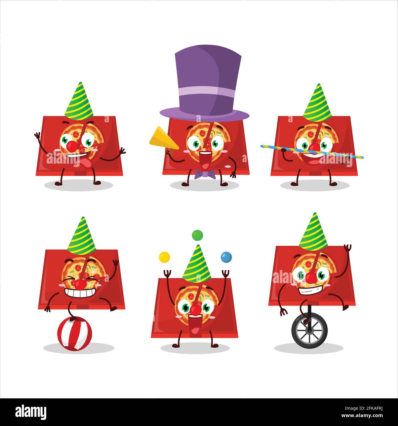Cartoon character of pizza box with various circus shows. Vector ...