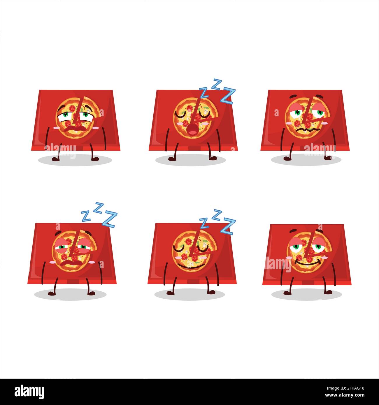 Cartoon character of pizza box with sleepy expression. Vector ...