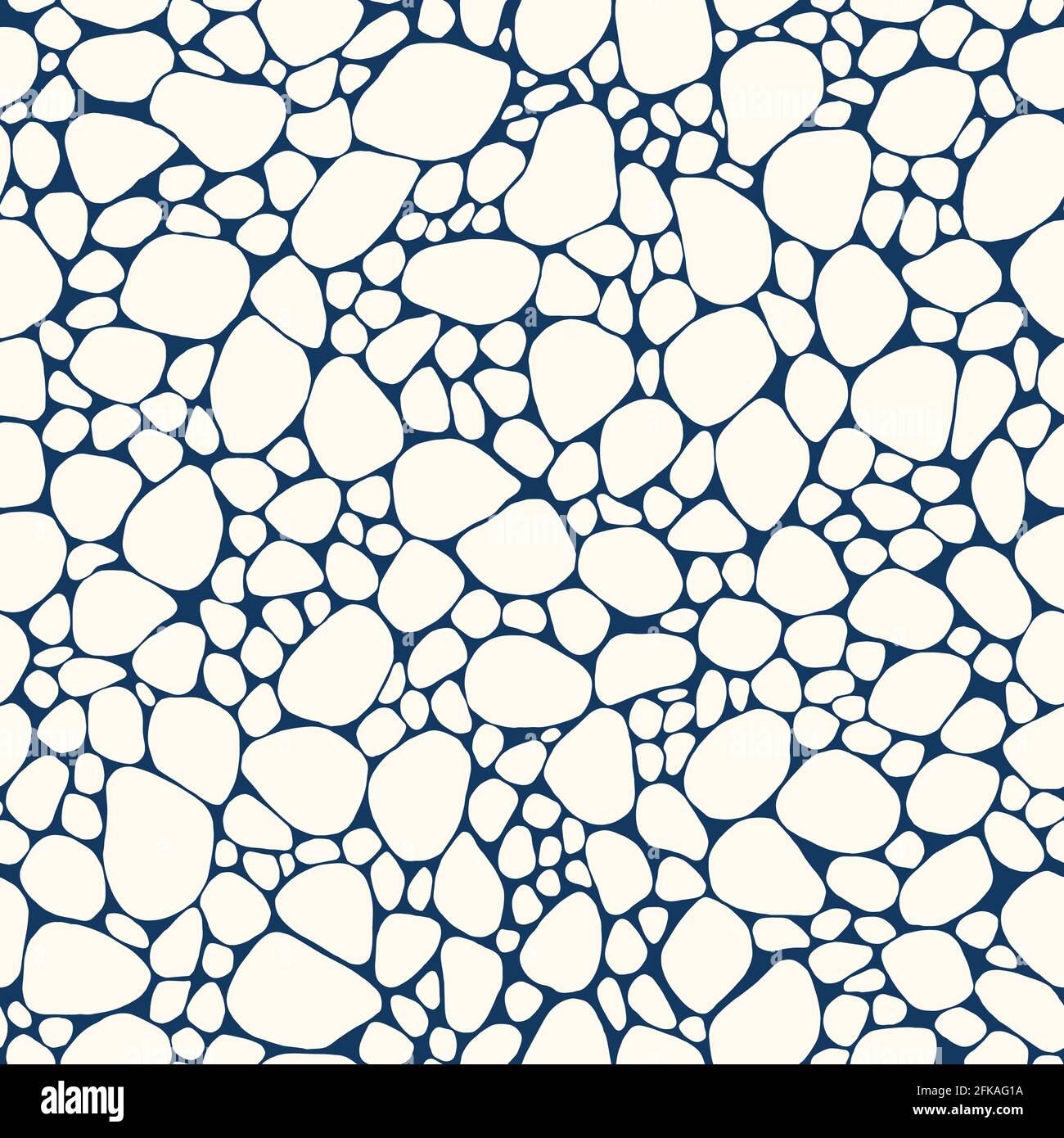 Hand-Drawn Sea Pebbles, Bubbles Blue and Cream Texture Vector Seamless ...