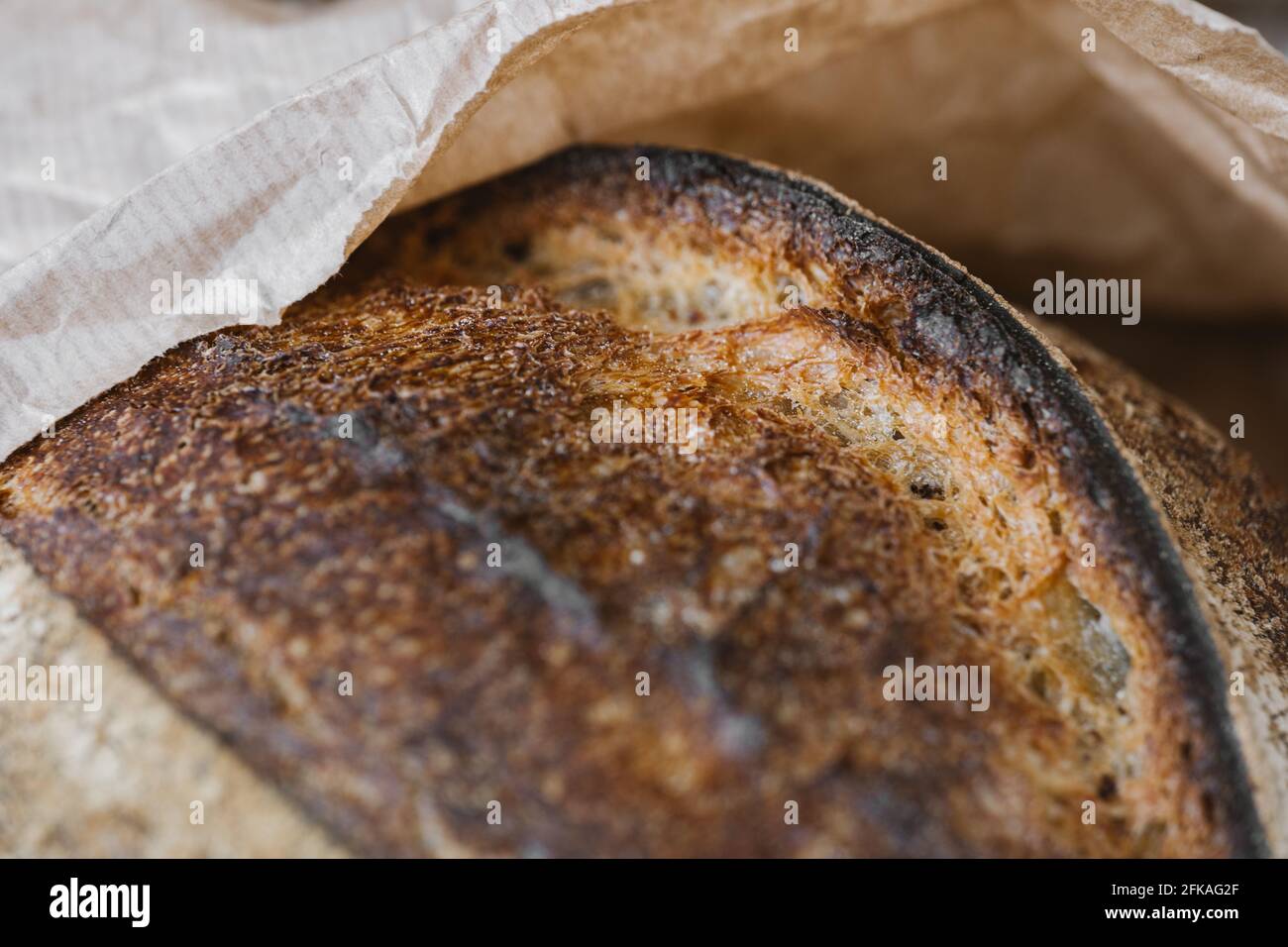 Beautiful crispy bread close-up. Texture surface of baked bread crust ...